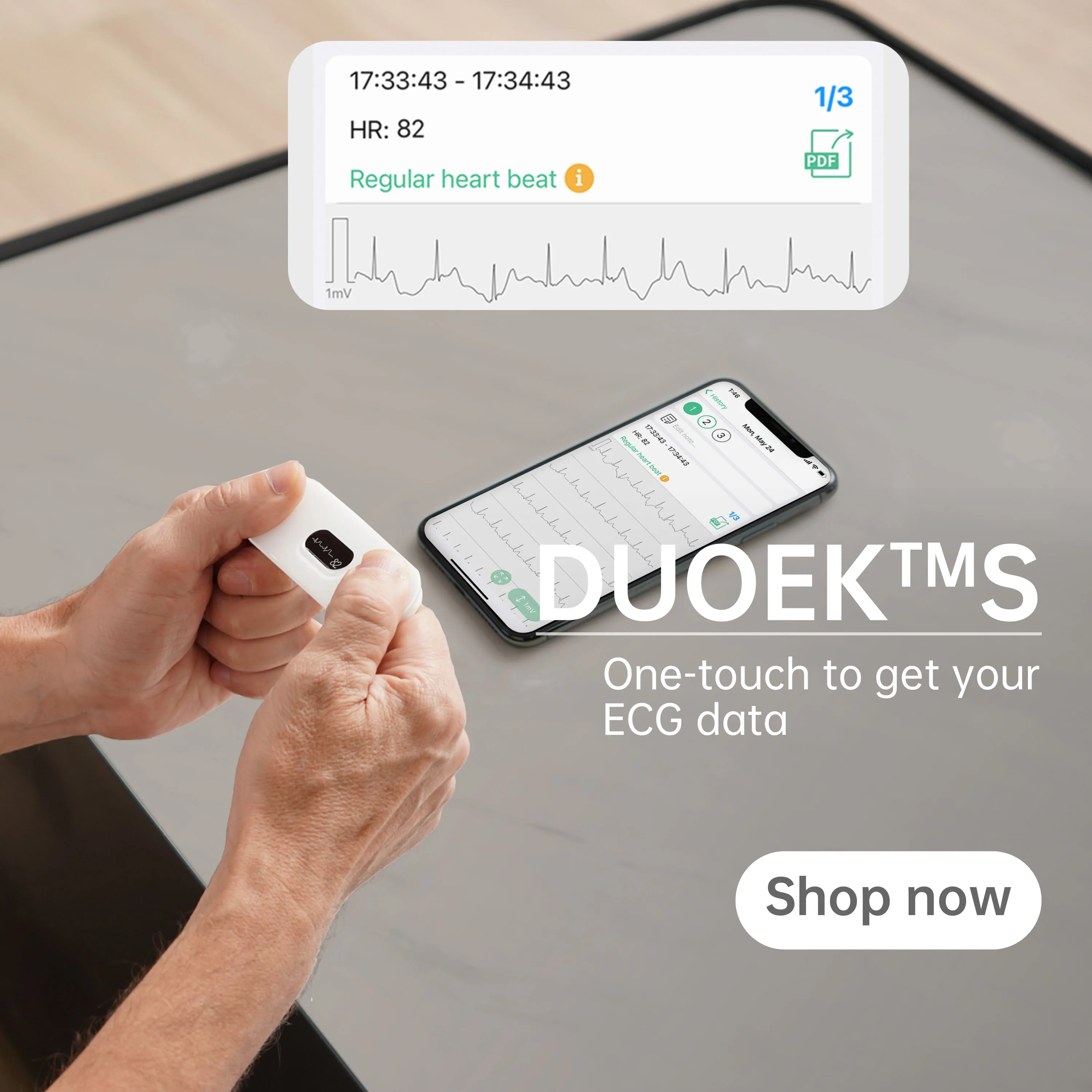 Viatom duoek s holter ecg monitor com tela oled armazenamento ilimitado ...
