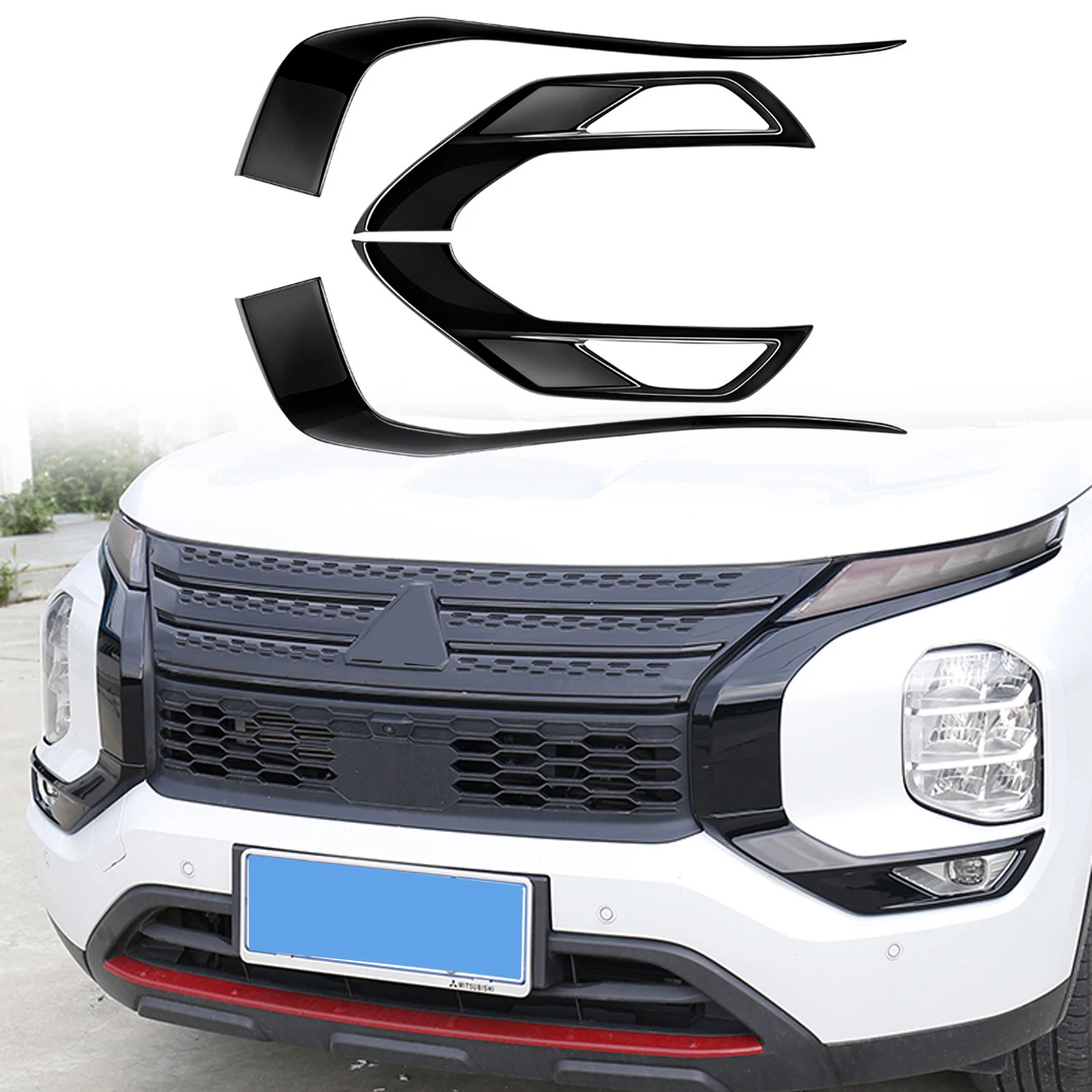 Car-Accessories-For-Mitsubishi-Outlander-2022-2023-Glossy-Black-Front ...