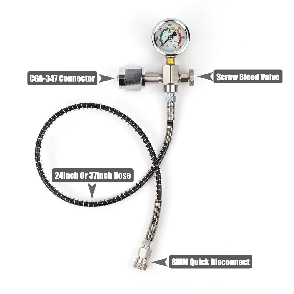 Scba-Fill-Station-CGA347-Connector-Charging-Adapter-With-Hose-and-Gauge ...