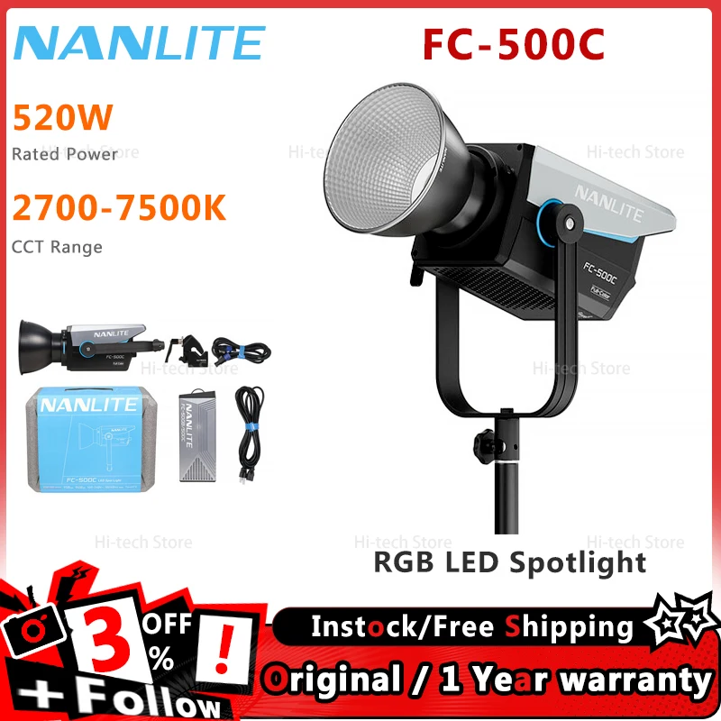 Nanlite-FC-500C-RGB-LED-Spotlight-2700K-7500K-520W-Stylish-Lightweight ...