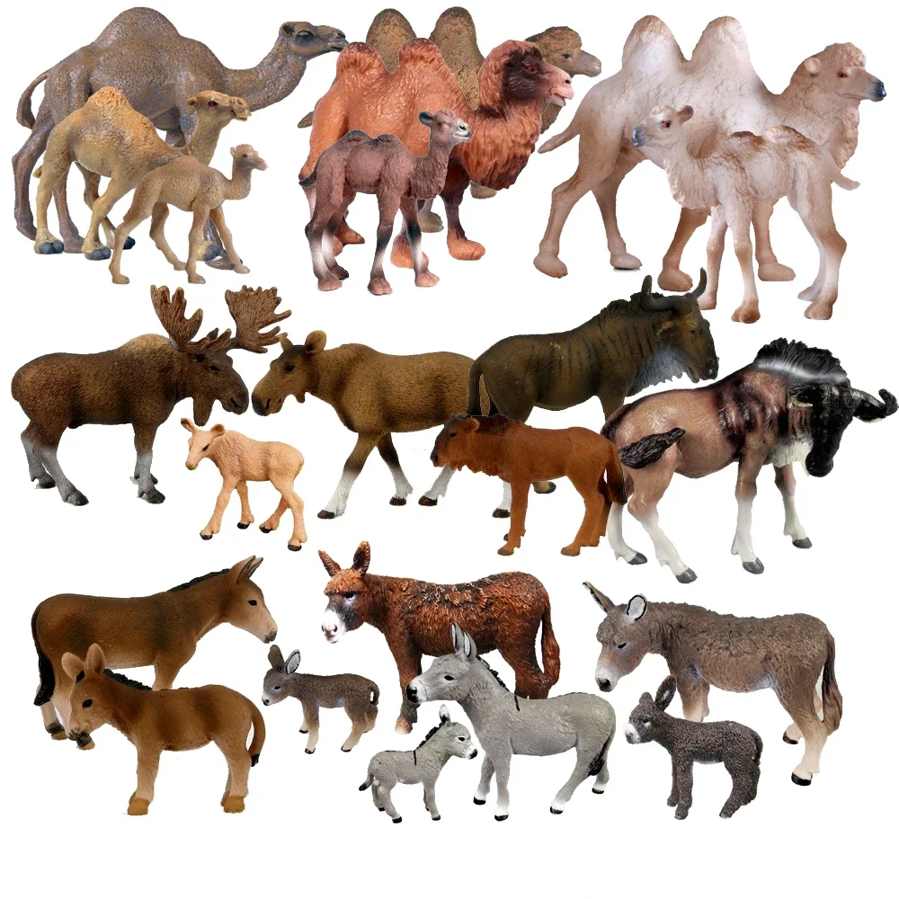 Realistic-Hand-Painted-Wild-Life-Animals-Figurine-Sets-Camel-Cub-Donkey ...