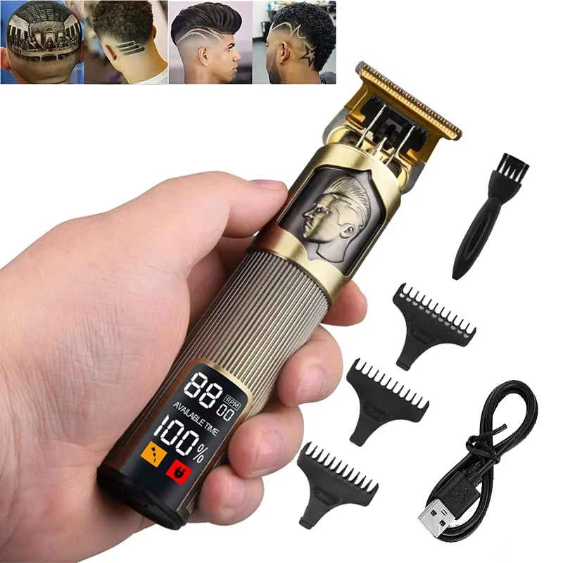 T9 Professional Electric Hair Clipper for Men Rechargeable Hair Cutting ...