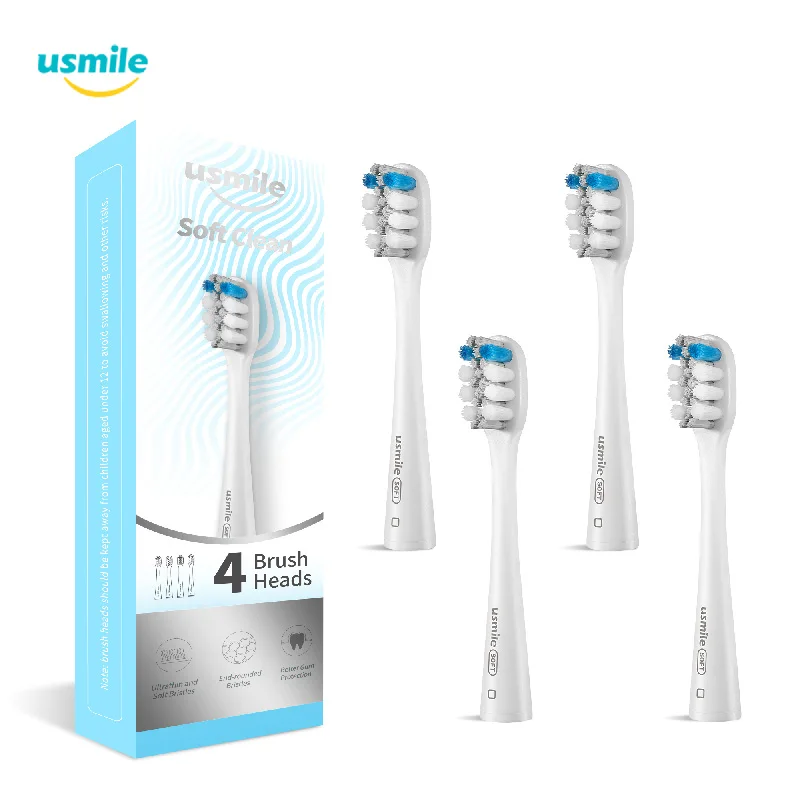4PCS-Soft-Grey-usmile-Electric-Toothbrush-Head-Replacement-Brush-Heads ...