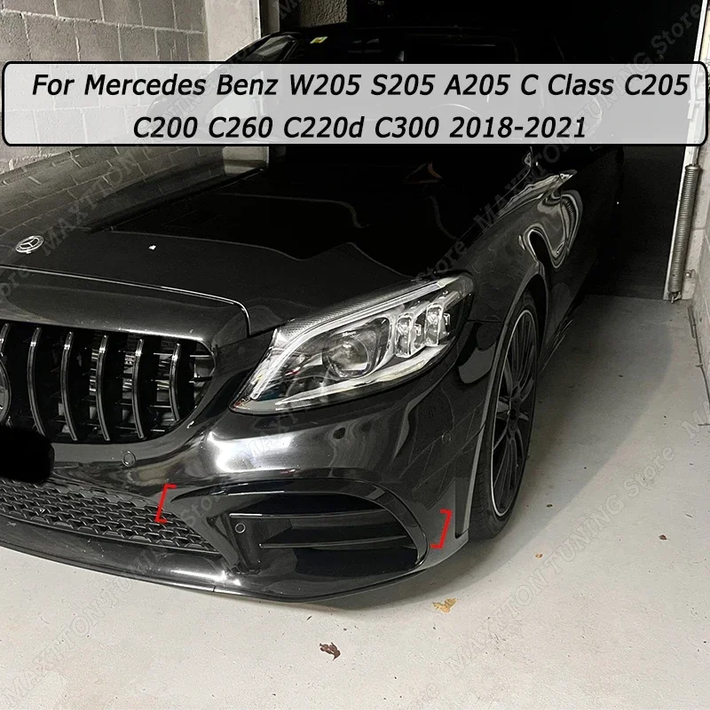 Front-Bumper-Fog-Lamp-Body-kit-Tuning-Gloss-Black-For-Mercedes-Benz ...