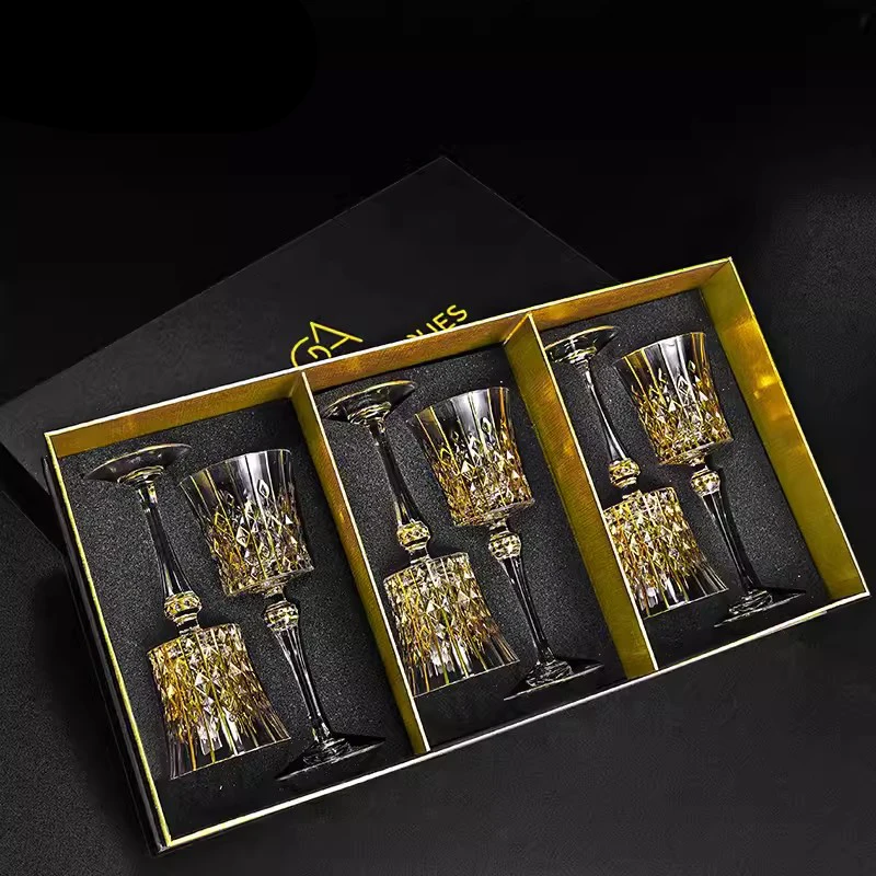 Luxury-Drinking-Utensils-Paint-In-Gold-Red-Wine-Goblet-Set-High-end ...
