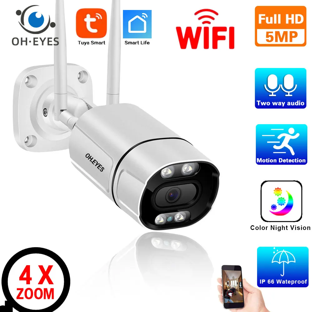 5MP-Tuya-Smart-Wifi-Bullet-Security-Camera-Outdoor-Waterproof-Color ...