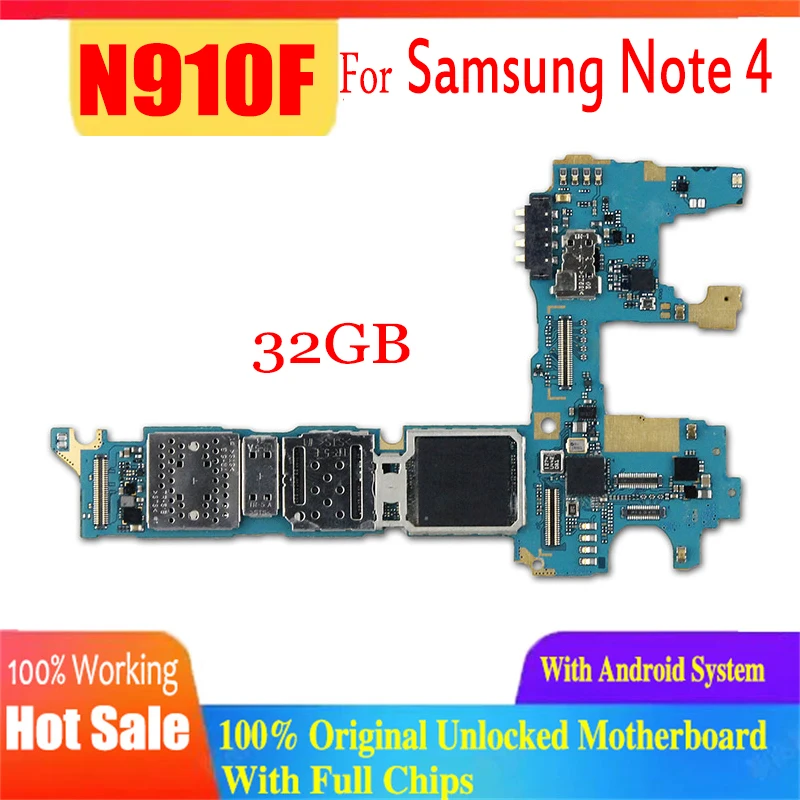32GB Original For Samsung Galaxy NOTE 4 N910F Motherboard N910F ...