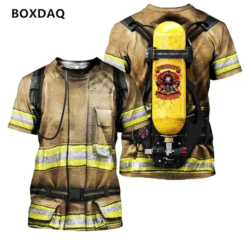 3D-Printed-Firefighting-T-Shirt-For-Men-s-Casual-Streetwear-Summer ...