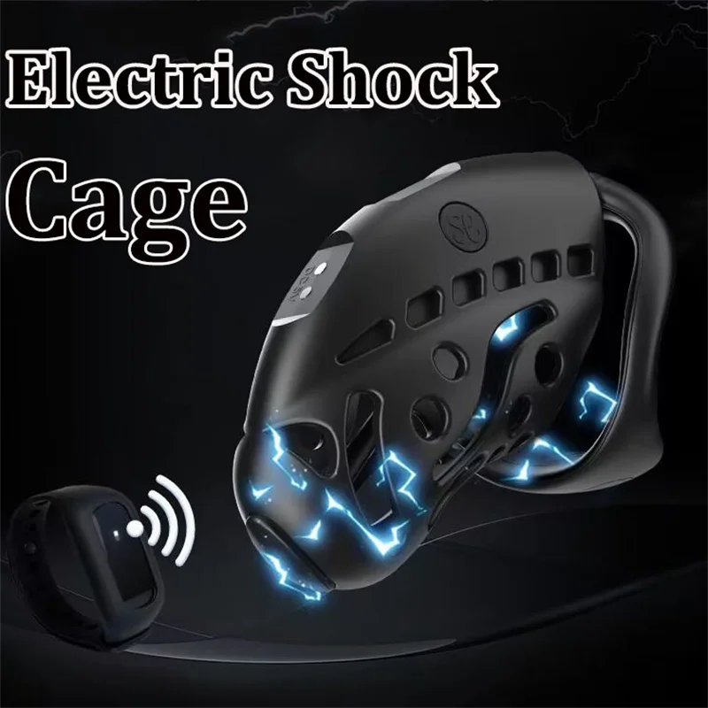 Wireless Remote Control Electric Shock Cage Male Chastity Cock Ring ...
