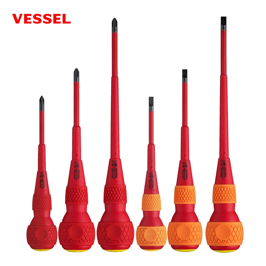 VESSEL-VDE-Ball-Grip-Insulated-Screwdriver-for-Electrician-Repair ...