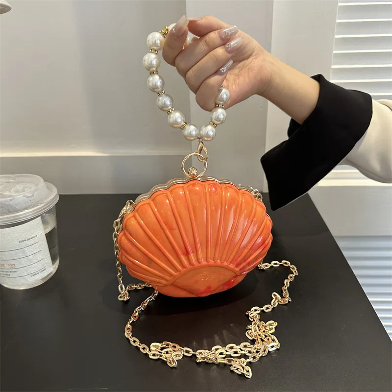 Acrylic-Seashell-Small-Evening-Bags-For-Women-Pearl-Chain-Handbags ...