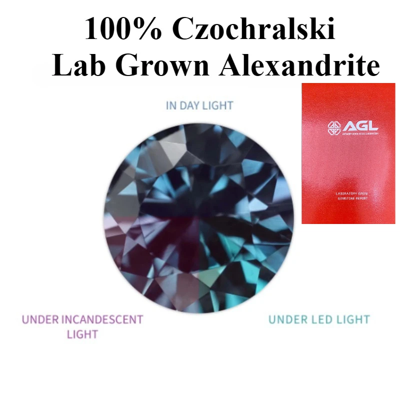 100% Czochralski Lab Grown Alexandrite Lab Creat Stone Round cut change ...