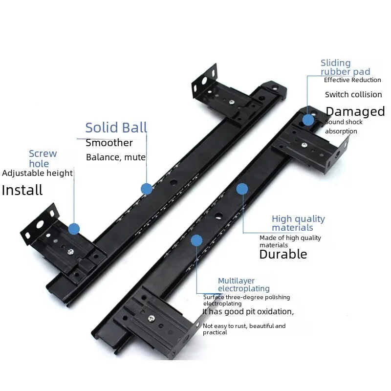 27 Wide Black White Office Desk Keyboard Drawer Track Keyboard Track ...