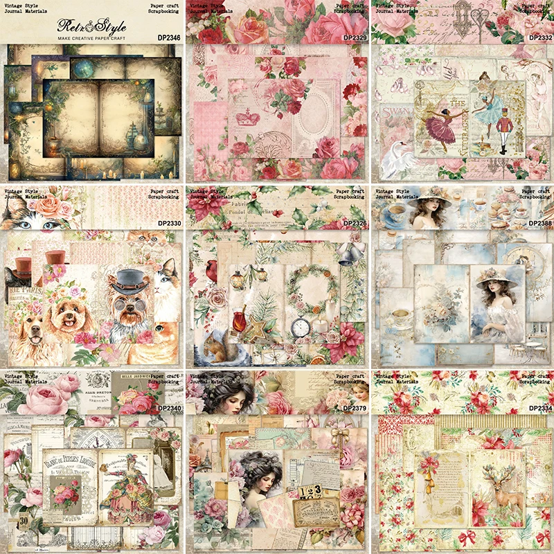 8sheets-A5-Size-Vintage-Style-Scrapbooking-Patterned-Paper-Fancy-Card ...