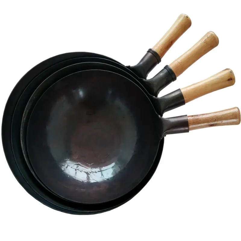 wooden handle kitchen Cooking Pot 32/34/36 Cast Iron Skillet Cooker ...