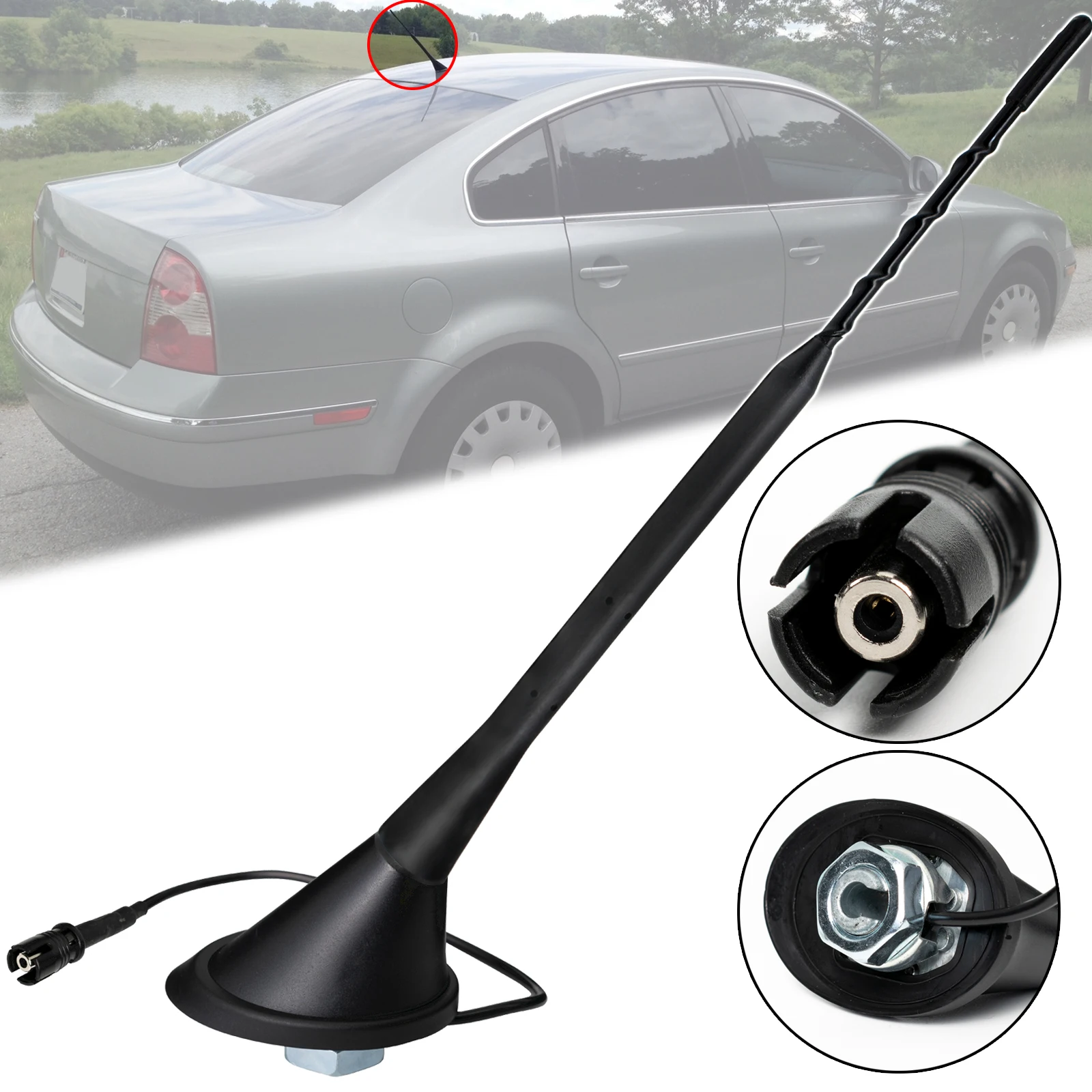 9 Inches Car Roof Radio Antenna Aerial Base Mast Rod Whip For Mazda 3 5 ...