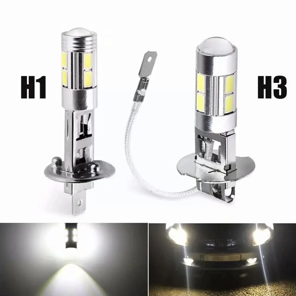 2 pces h1 h3 led carro lâmpadas 6000k 12v branco led alta decodificação ...