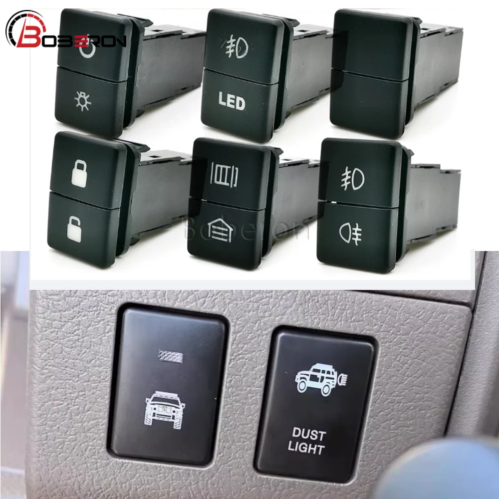 1Pc LED Front Rear Fog Light Power Double Button Switch with Wire for ...