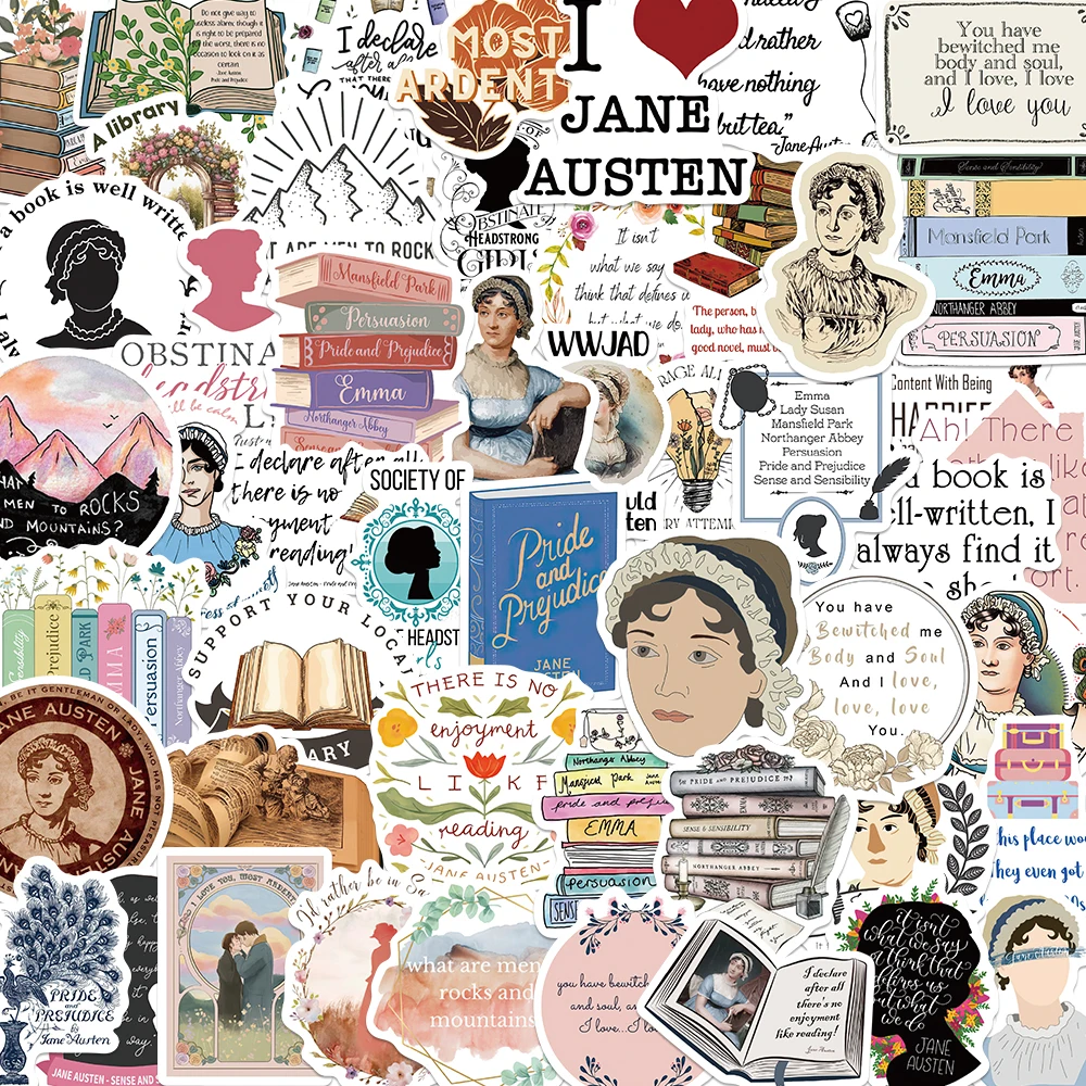 50Pcs-Jane-Austen-Art-Writer-Sticker-Personalized-Collection-Decoration ...