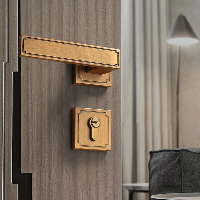 Chinese-style-door-lock-indoor-solid-wood-bedroom-door-handle-silent ...