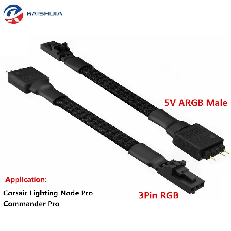 Câble de raccordement,Corsair-Câble adaptateur RGB vers,standard ARGB 5V,mâle,pour Node d ...