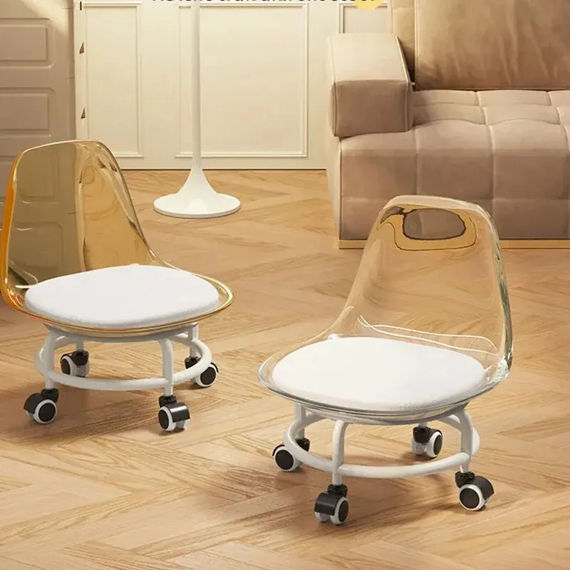 360-Rotating-Acrylic-Universal-Wheel-Low-Stool-Backrest-Small-Chair ...