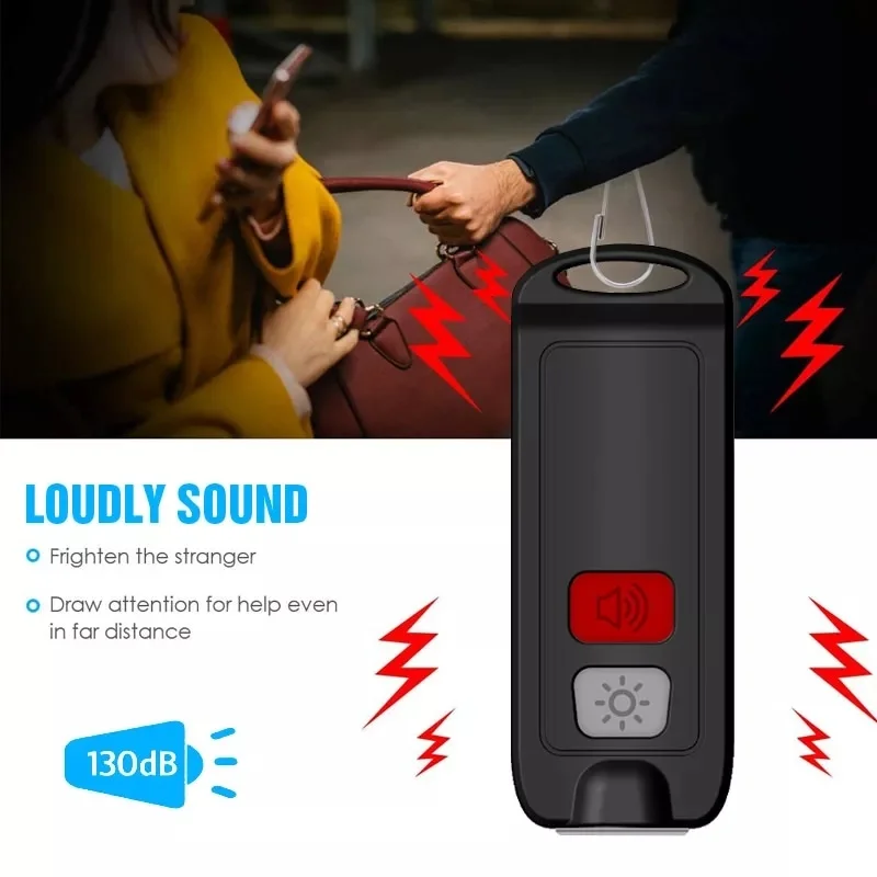 130dB-Self-Defense-Alarm-Keychain-Mini-USB-Rechargeable-Emergency ...