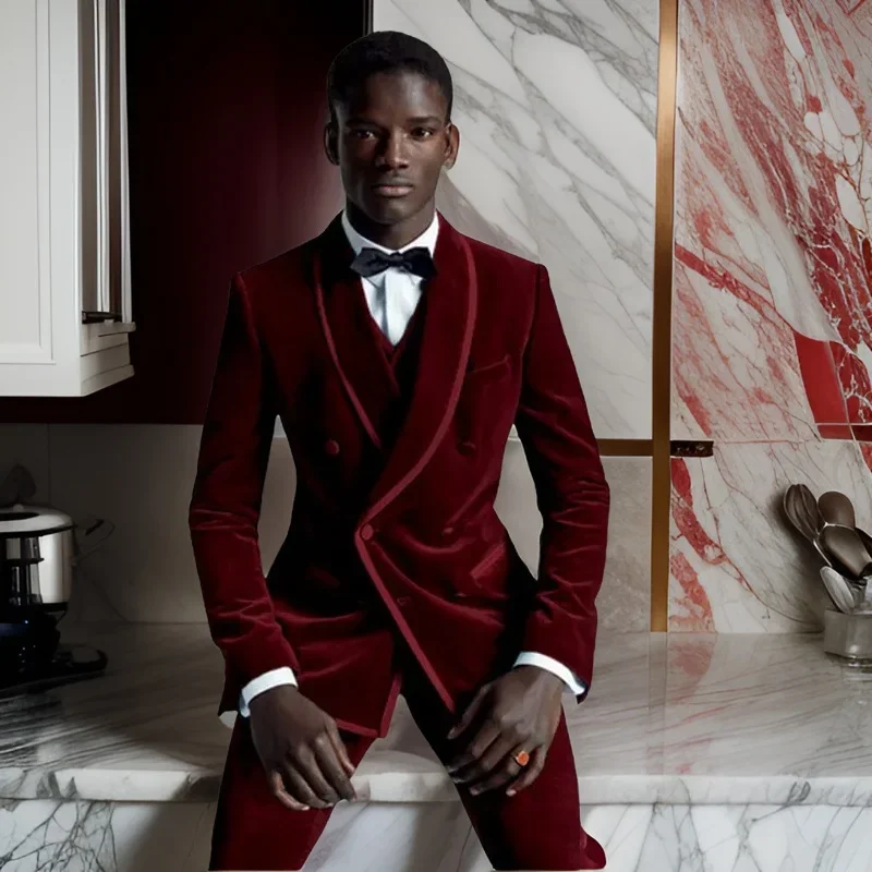 Velvet-Wedding-Suits-For-Men-Double-Breasted-Slim-Fit-Groom-Blazer ...