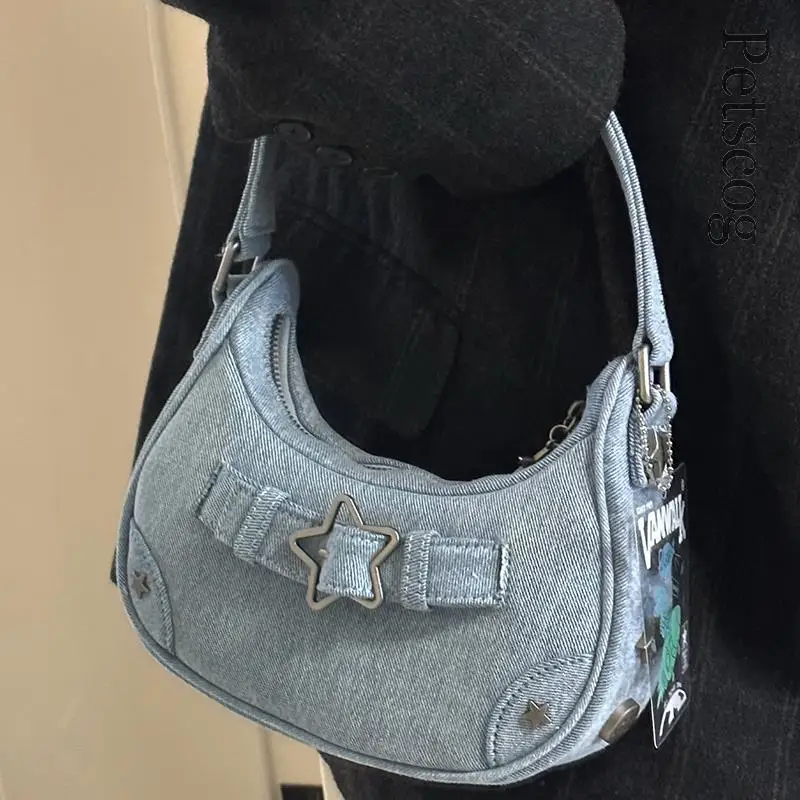 Cute-Denim-Star-Shoulder-Bag-Luxury-Underarm-Bags-Cool-Y2K-Vintage ...