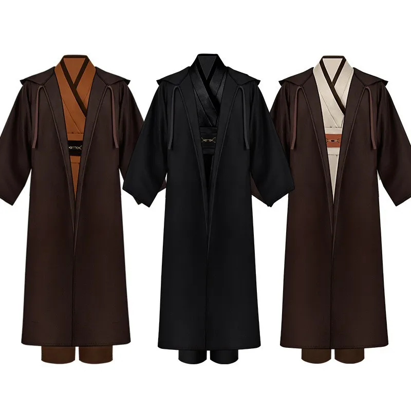 Obi Wan Kenobi Men Robe Jedi Knight Tunic Costume Hooded Uniform Full ...