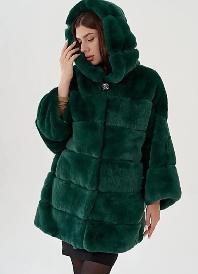 green-hooded-Rex-rabbit-fur-coat-women-fashion-warm-2024-new-genuine ...