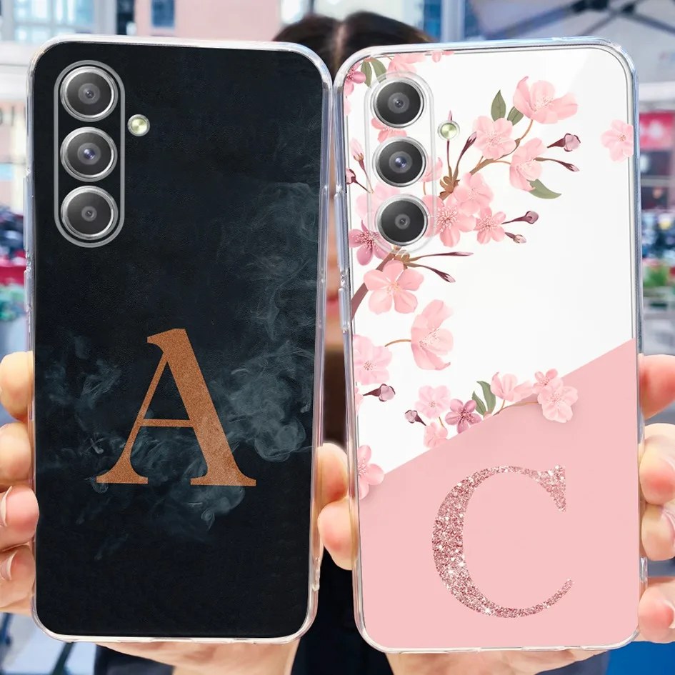 For Samsung Galaxy A55 5G Case New Fashion Flower Letters Transparent ...
