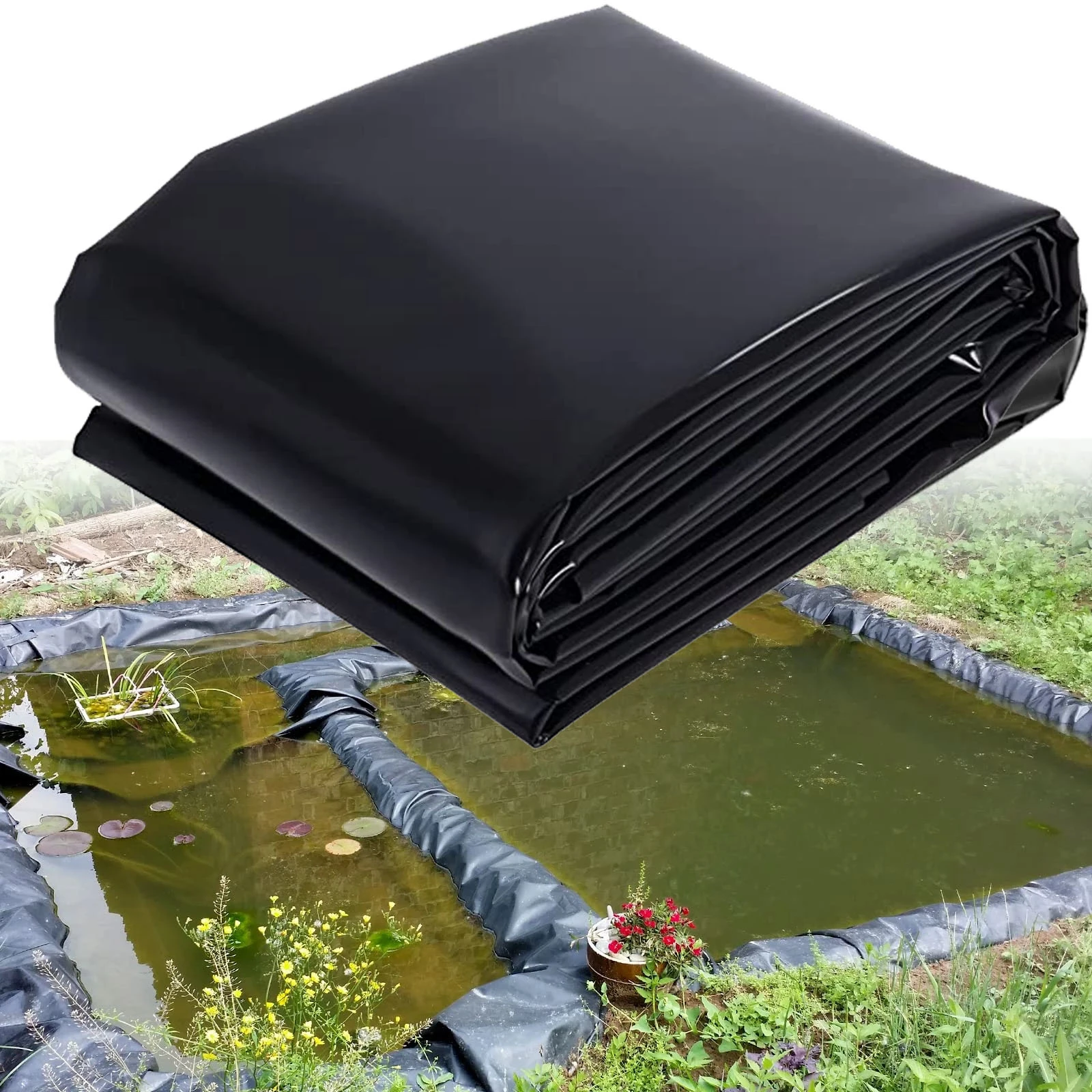 Hdpe Fish Pond Liner | Waterproof Membrane | Pond Fish Garden | Black ...