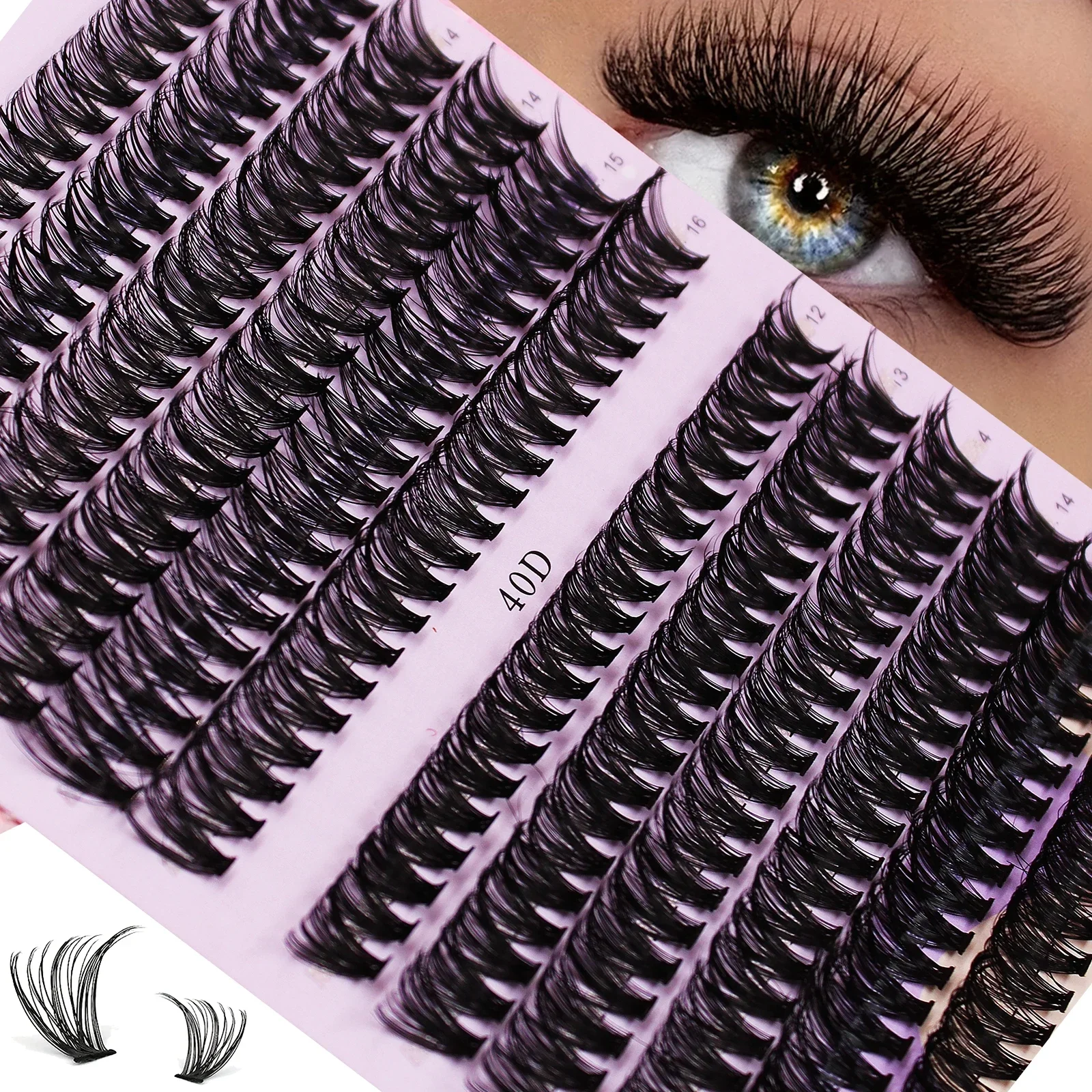 12-Rows-Cluster-Lashes-30-40D-Mix-12-16mm-Eyelashes-Extension-Natural ...