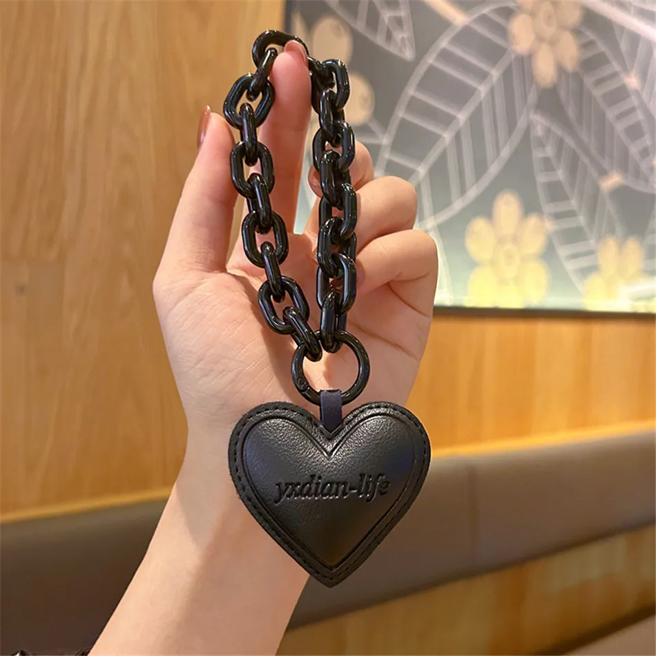 Handmade Heart Keychain Acrylic Plastic Link Chain Key Ring For Women ...