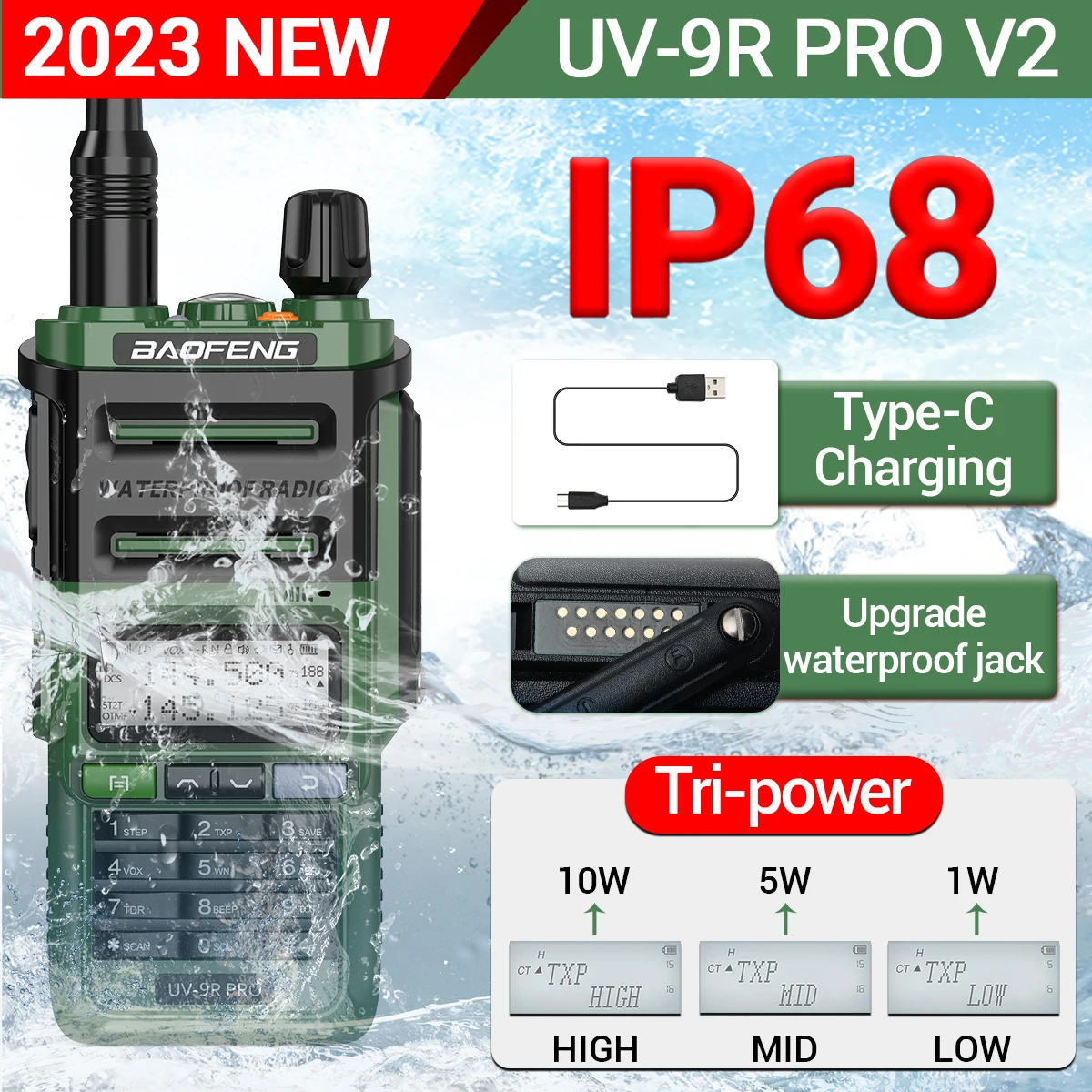 Baofeng-UV-9R-Pro-r-dio-bidirecional-UV-9R-Pro-Tri-power-V2-imperme-vel ...
