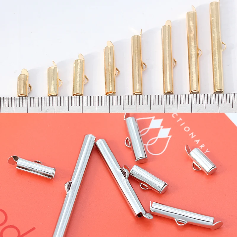 50p-10-13-16-20-25-30-35-40mm-Gold-Silver-Tubes-Slider-End-Caps ...