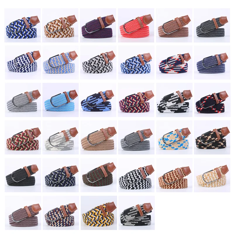 Unisex Elastic Fabric Woven Casual Women Belt Belt Pin Buckle ...