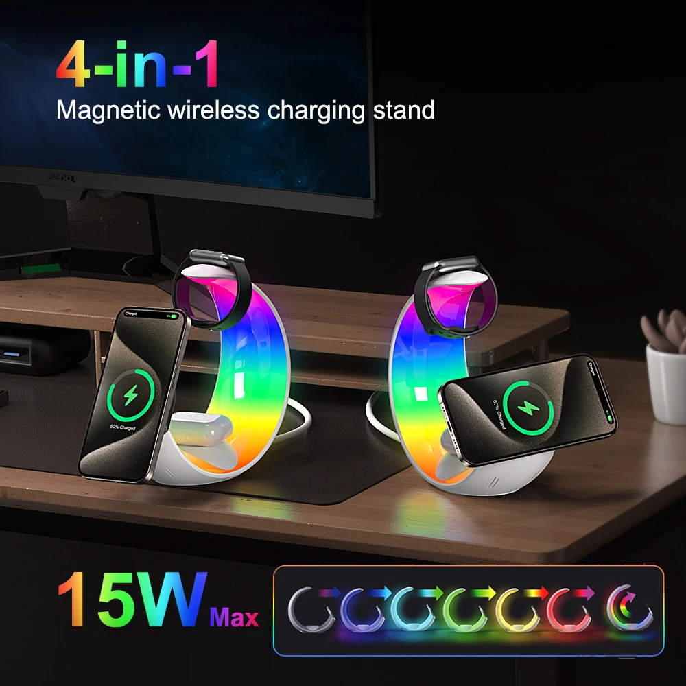 4-in-1-Magnetic-Wireless-Charger-Stand-15W-Fast-Charging-Dock-Station ...