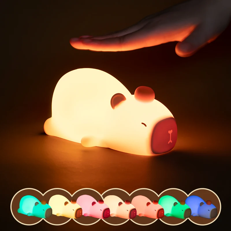 Capybara-Night-Light-LED-Squishy-Animal-Lamp-Adjustable-Brightness-with ...
