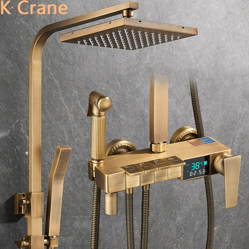 Antique-Bath-Shower-Faucet-Bathroom-LED-Digital-Hot-Cold-Mixer-Shower ...
