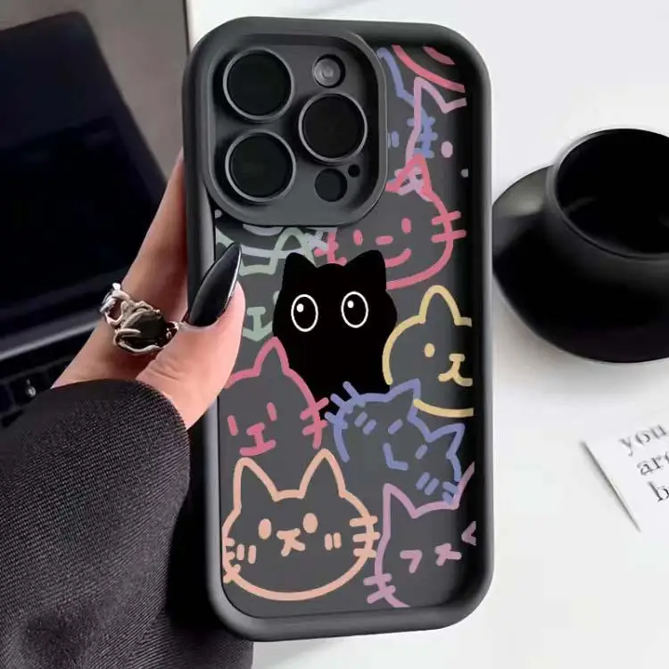 Colorful-Black-Cat-Phone-Case-For-OPPO-A17-A16-A15-A53-A9-A5-2020-A54 ...
