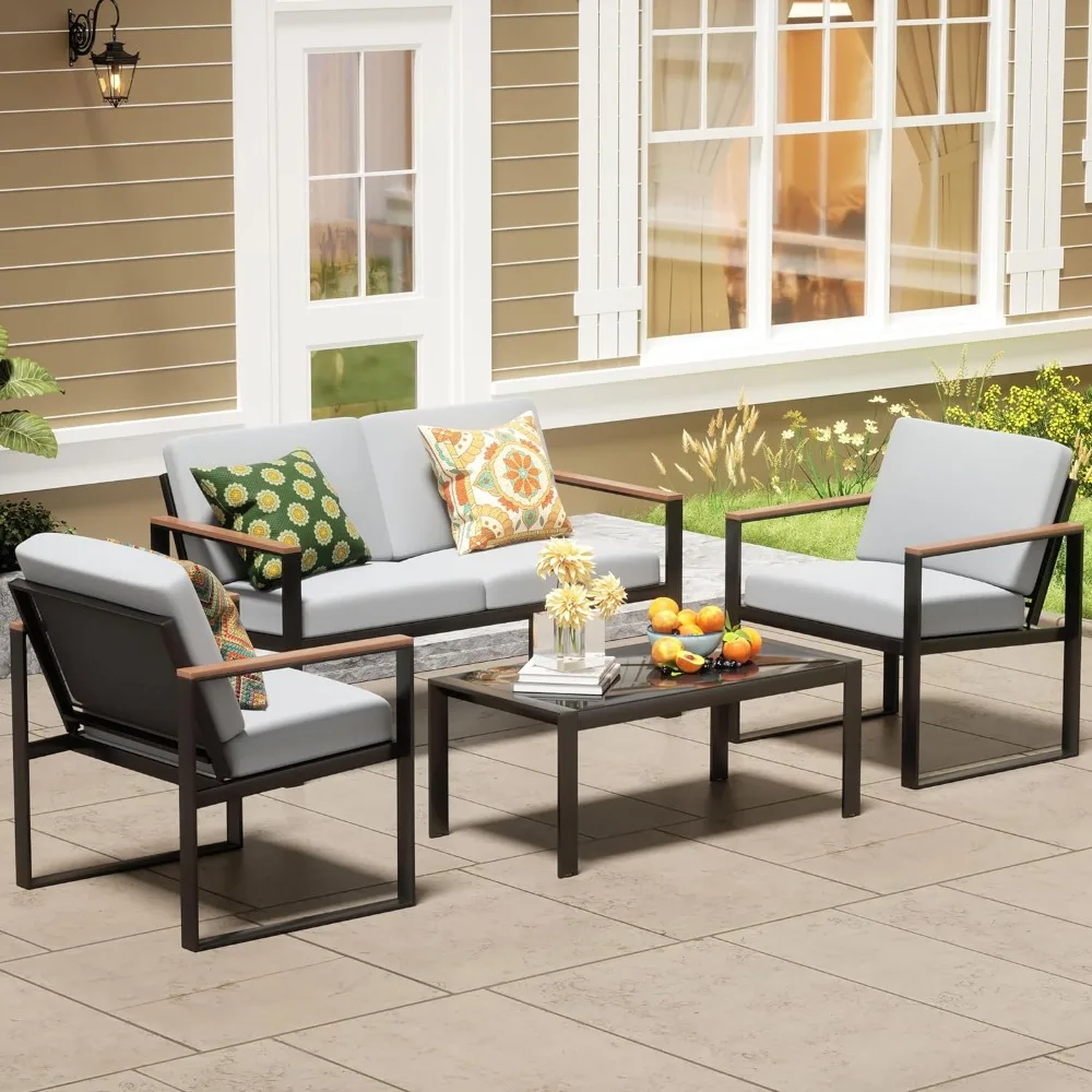 4-Pieces-Patio-Furniture-Sets-Outdoor-Metal-Sectional-Furniture-Modern ...