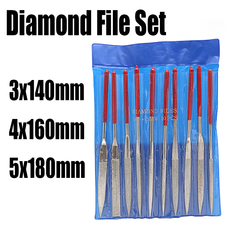 5/10PCS Diamond File Set Single cut Mini Needle File Grinding Tool Hand ...