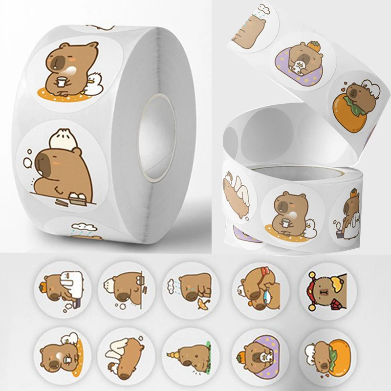 500pcs-Roll-Capybara-Sticker-Graffiti-Aesthetic-Decorative-Waterproof ...