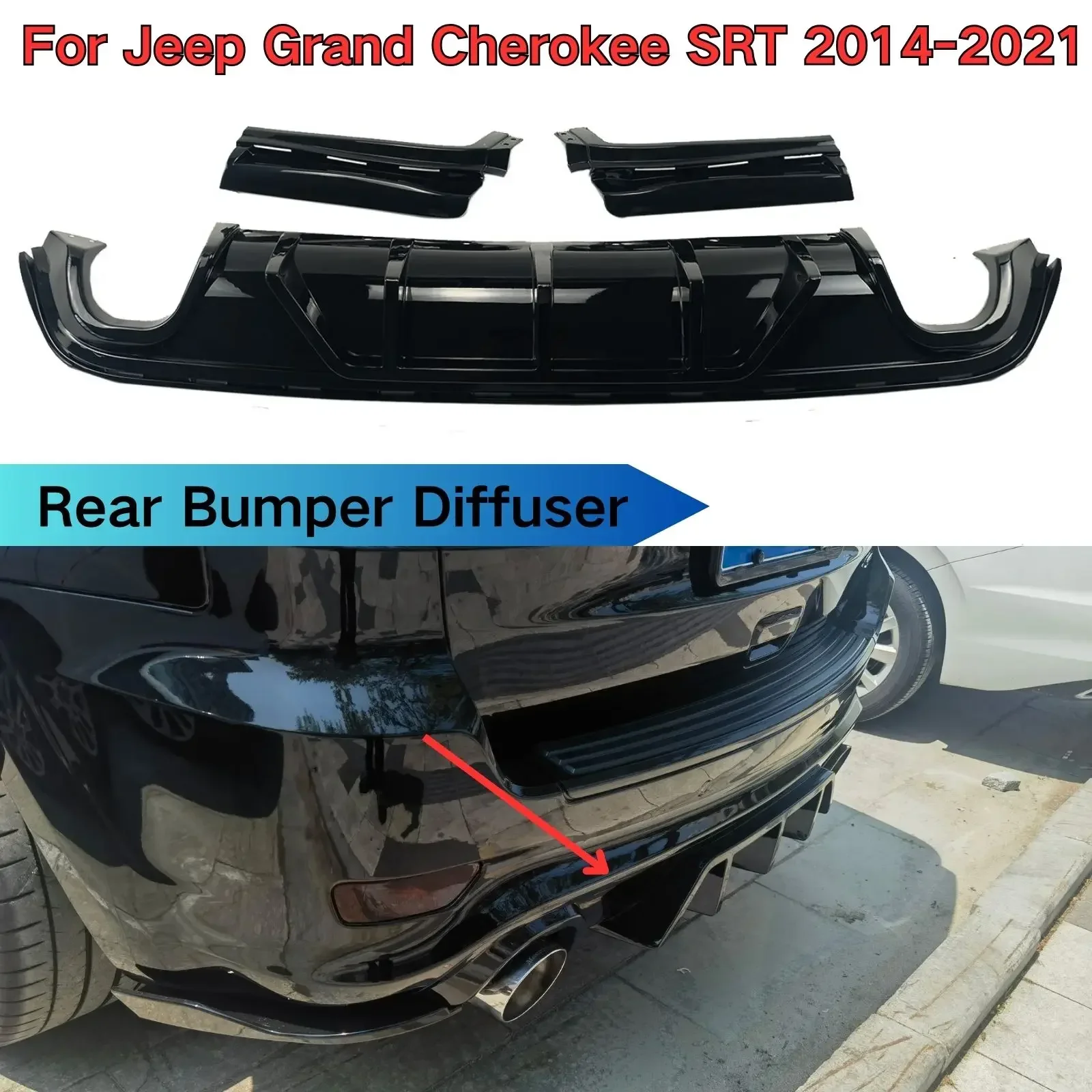 Rear-Bumper-Diffuser-For-Jeep-Grand-Cherokee-SRT-2014-2021-Spoiler ...