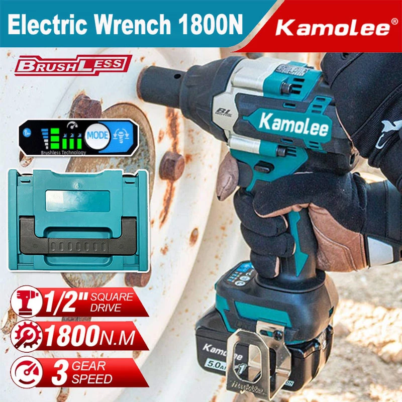 Kamolee DTW700 1800N. M 전기 임팩트 렌치, 브러시리스 및 무선 전동 공구, 마끼다 18V 배터리에 사용 가능