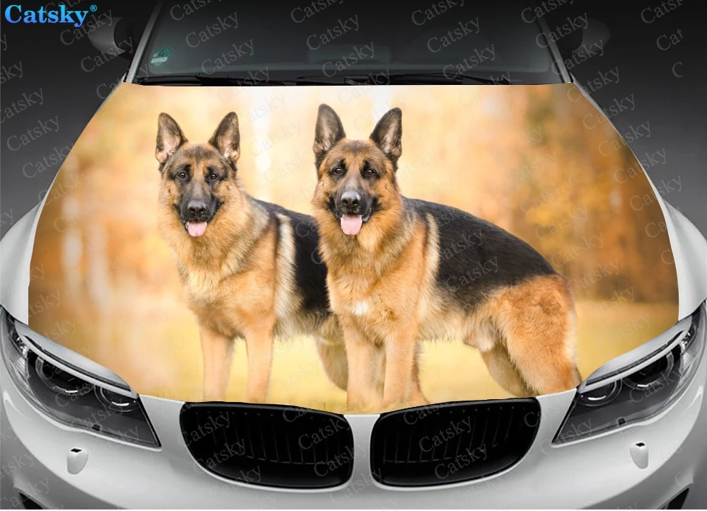 German Shepherd Animal Print Car Hood Vinyl Stickers Wrap Vinyl Film ...