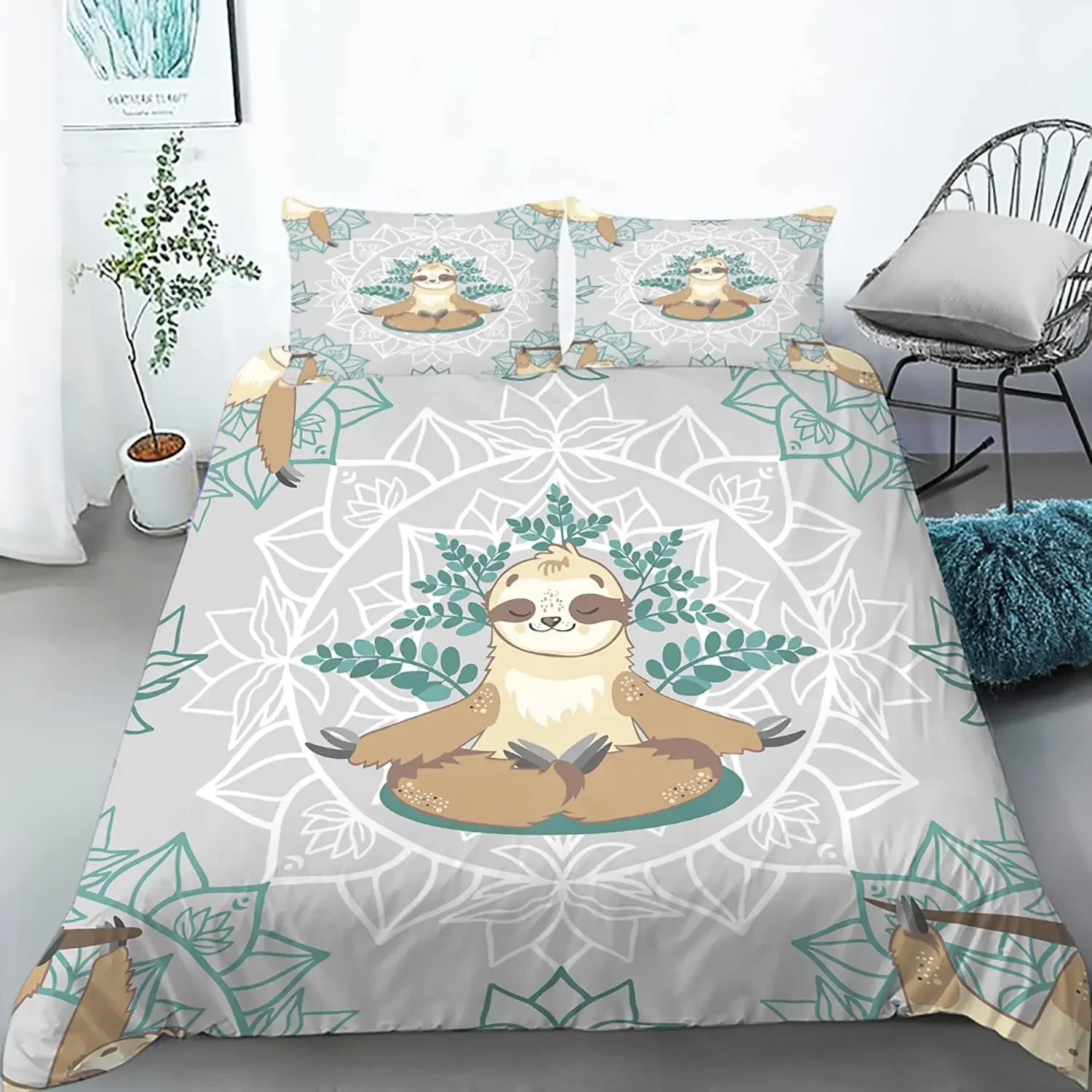 Sloth-Duvet-Cover-Set-Twin-Size-Cartoon-Sloth-Duvet-Cover-Bedding-Set ...