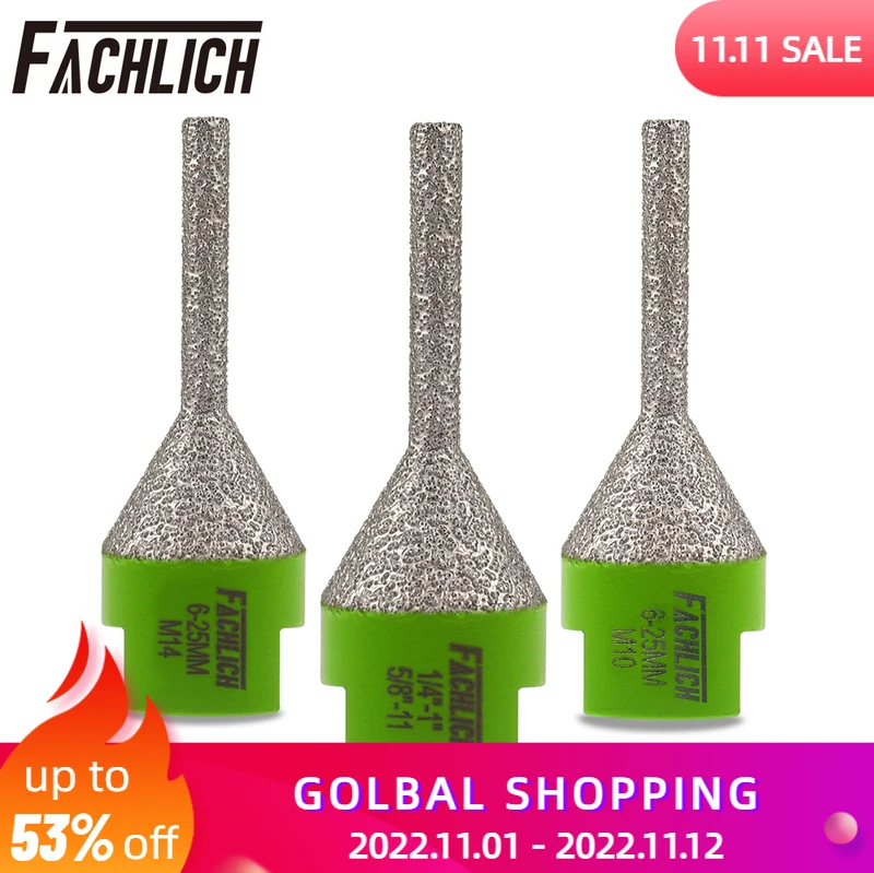 FACHLICH 1pc Diamond Finger Bit Dia6mmx25mm Chamfer Bits Enlarge Holes ...